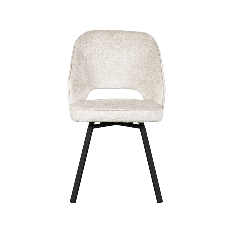 LABEL51 Eetkamerstoel Lewis - Creme - Elegance - Zwart Metalen Frame ...